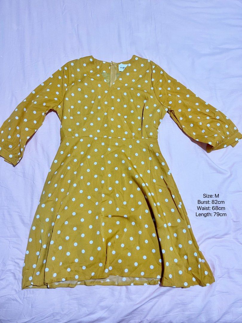 navy and yellow polka dot dress
