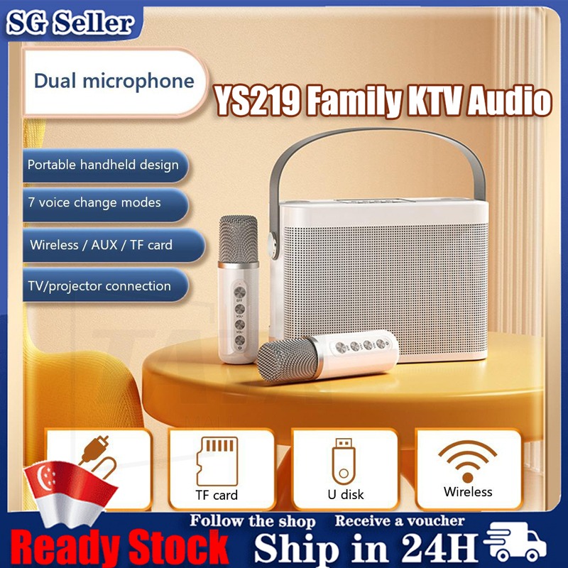 YS219 KTV Audio Set Buetooth Wireless Dual Microphone Audio Family Party Karaoke Machine ...
