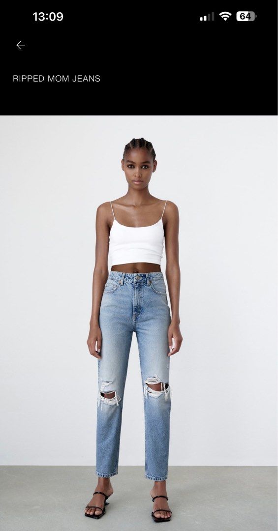 Zara Ripped Mom Jeans, Women's Fashion, Bottoms, Jeans on Carousell