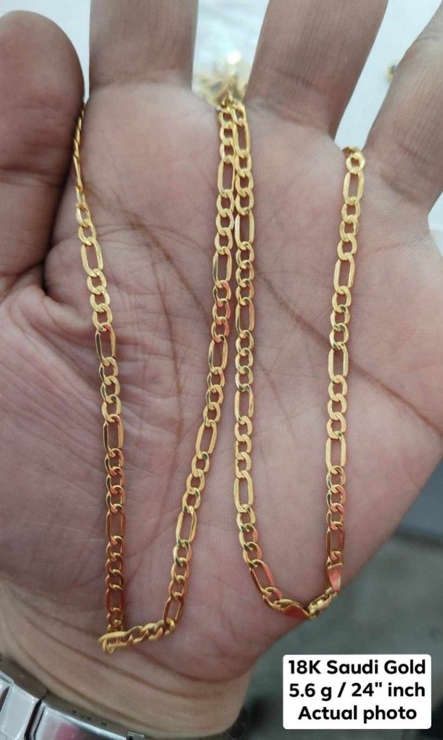 18K Saudi Gold Chain 24 inches, Women's Fashion, Jewelry & Organizers ...