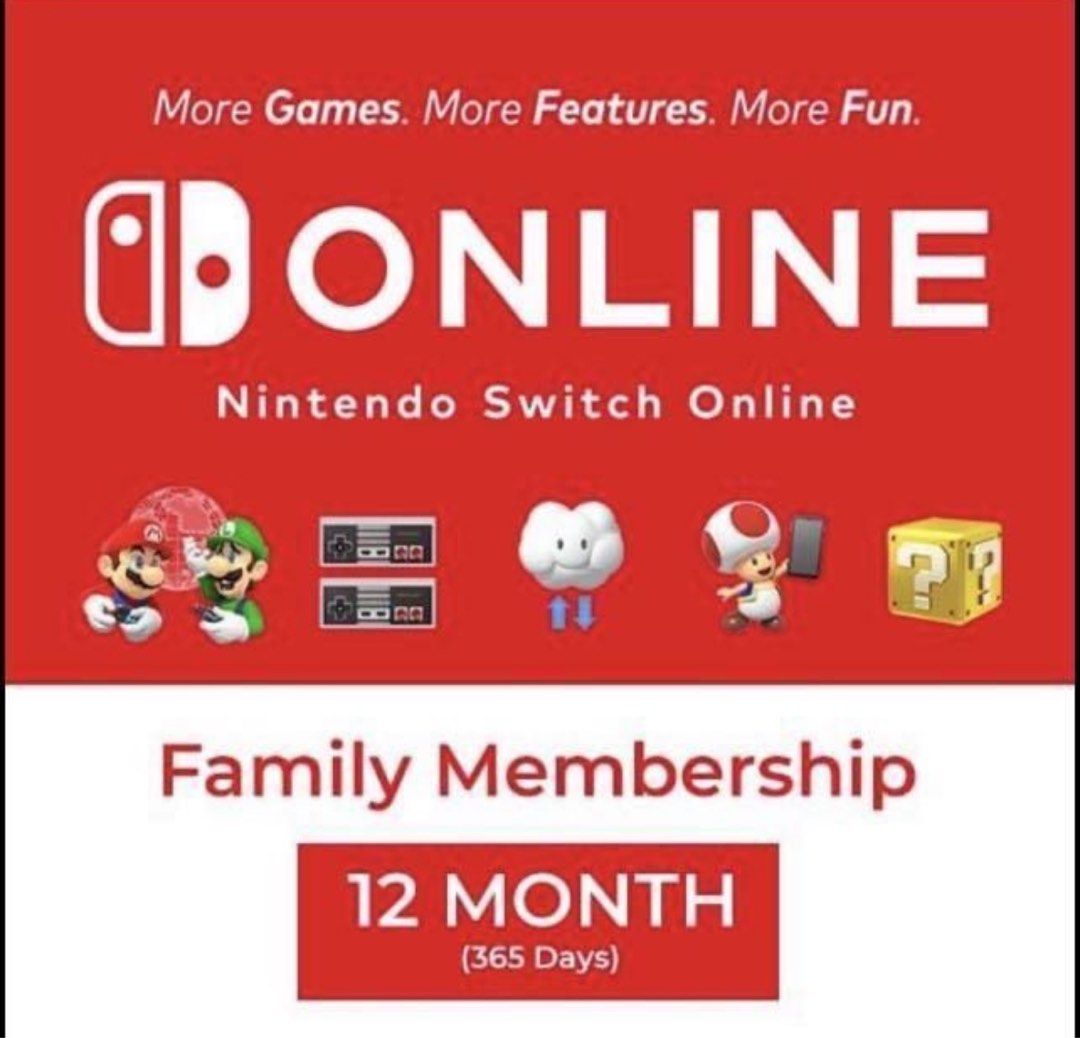 [1 year] Nintendo Switch Online Membership, Video Gaming, Gaming ...