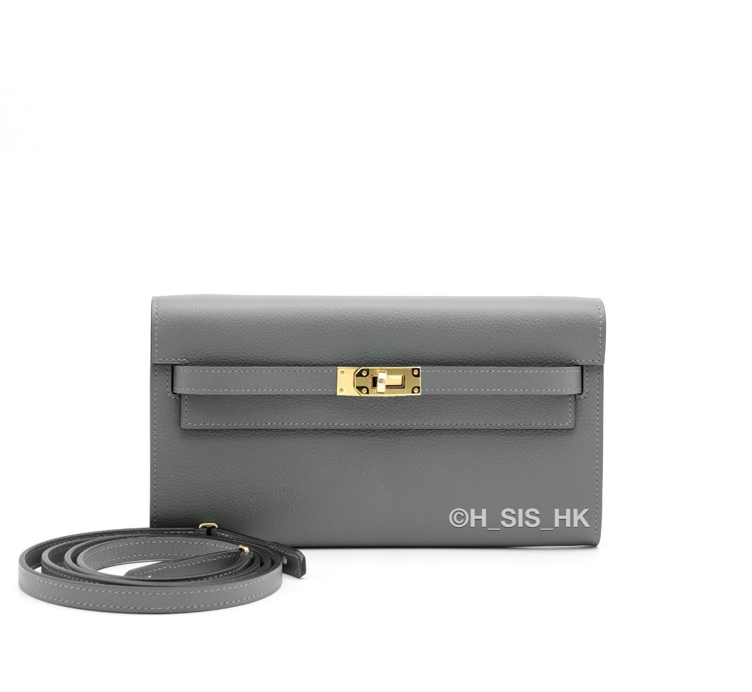 實體店 Hermes Kelly to go Wallet Gris Meyer 0L 積雨雲灰 GHW 金扣 Evercolor H_SIS ...