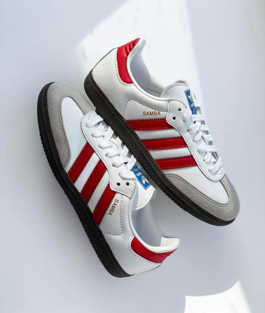 Adidas Samba OG Green/Red Stripes, Women's Fashion, Footwear, Sneakers ...