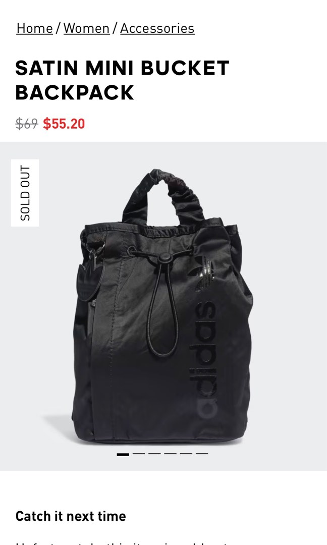 Adidas Satin Mini Bucket Backpack, Women's Fashion, Bags & Wallets ...