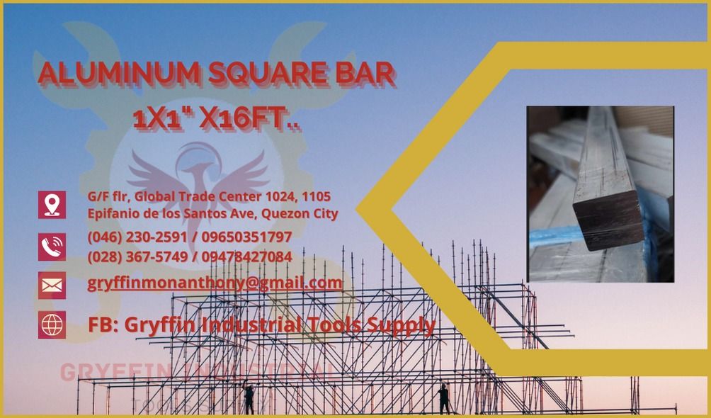 Aluminum Square Bar 1x1" x16ft., Commercial & Industrial, Industrial ...