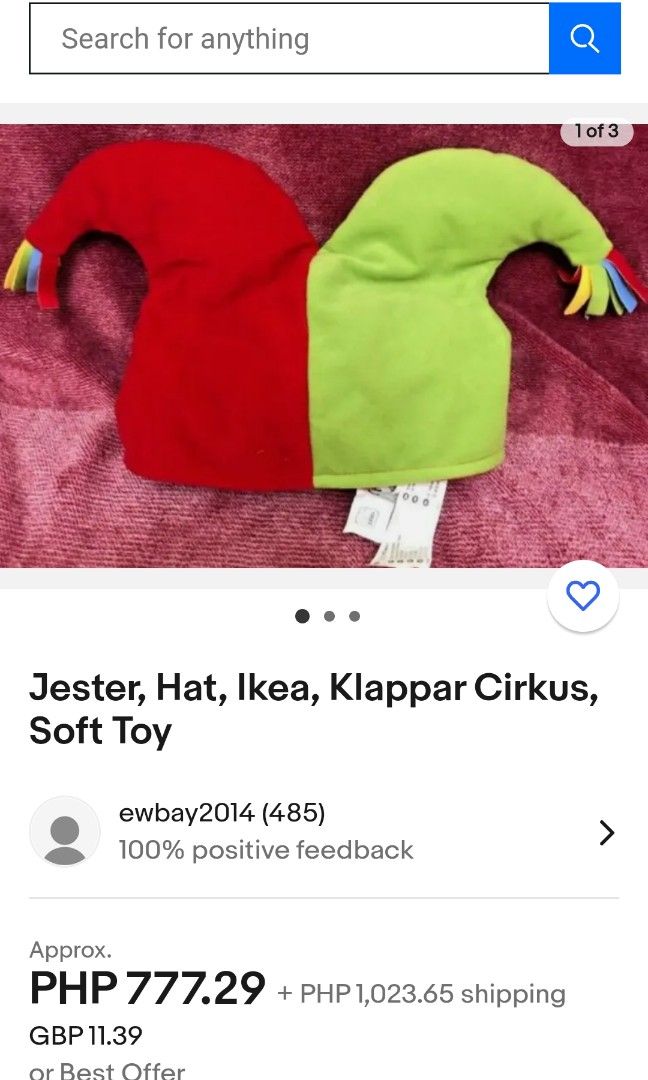 AUTHENTIC IKEA BRAND KLAPPAR CIRKUS JESTER CLOWN HAT / HEAD DRESS ...