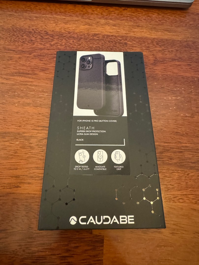 Caudabe Sheath for iPhone 15 Pro (Black, Button Cover Version, Magsafe ...