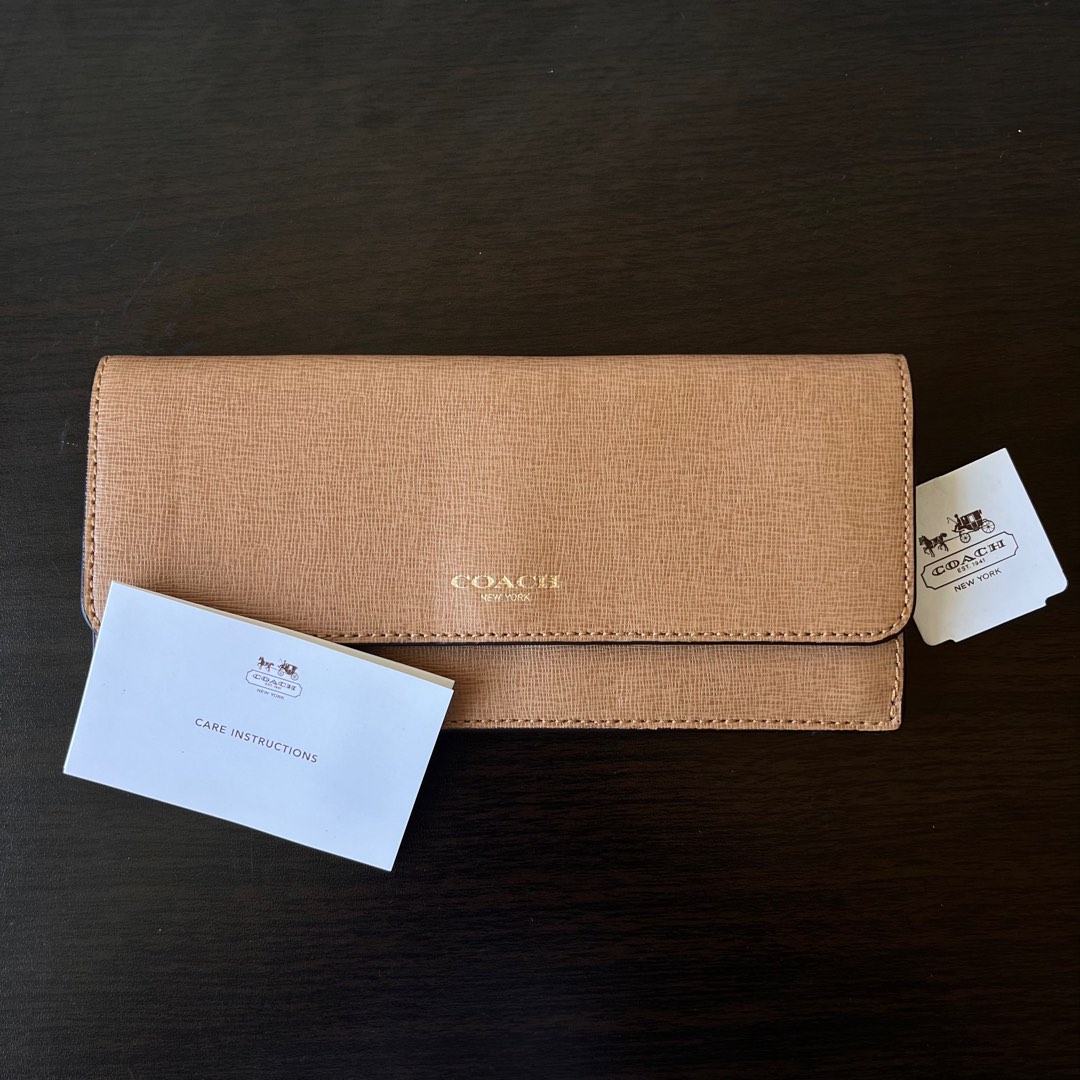 Coach Slim Toffee Wallet, Luxury, Bags & Wallets on Carousell