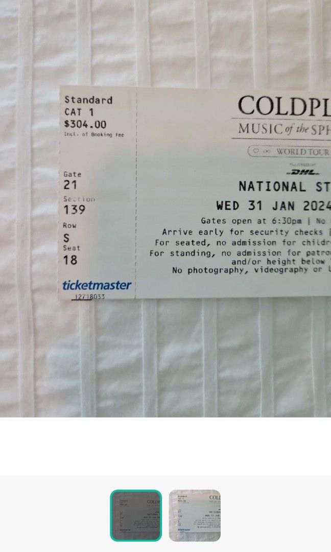 Coldplay Cat 1 Ticket [31st Jan 2024], Tickets & Vouchers, Event ...