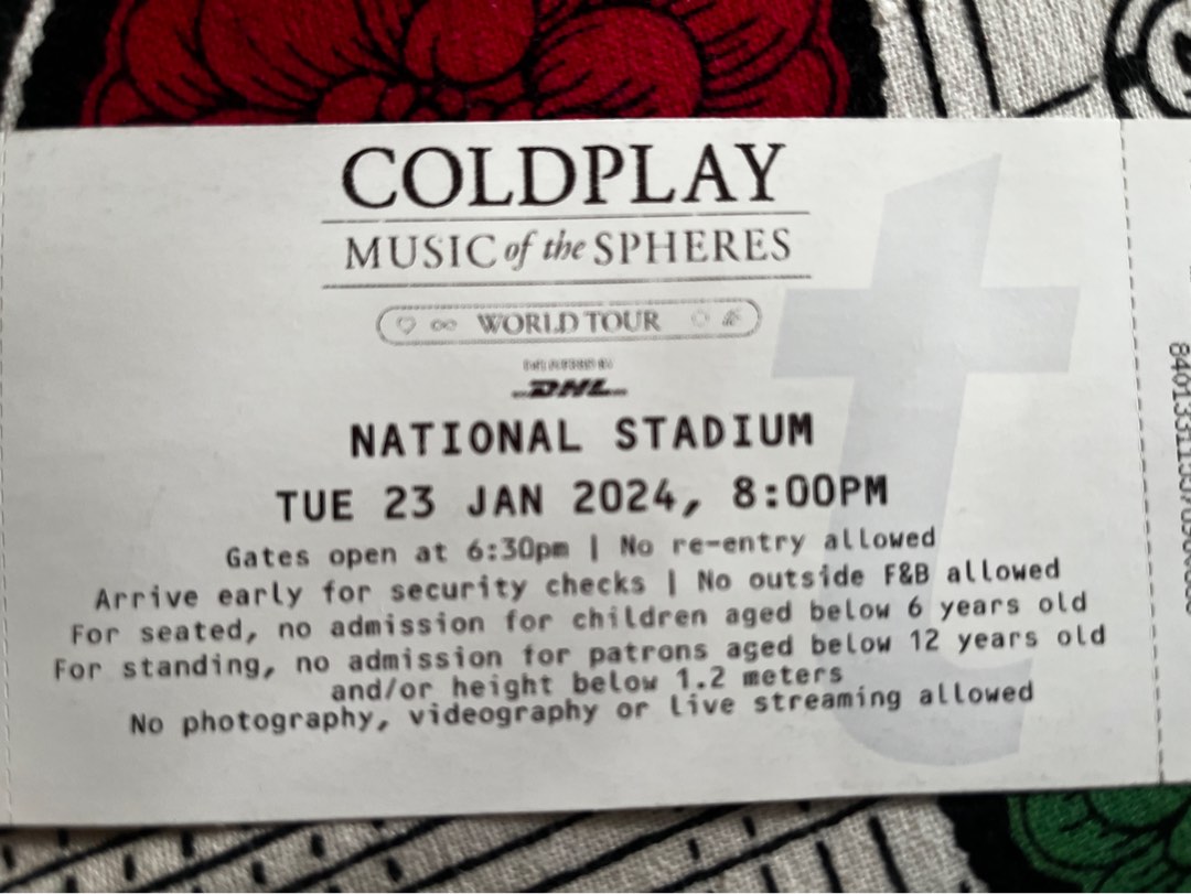 Coldplay CAT 6 physical ticket world tour (23 Jan 2024), Tickets ...