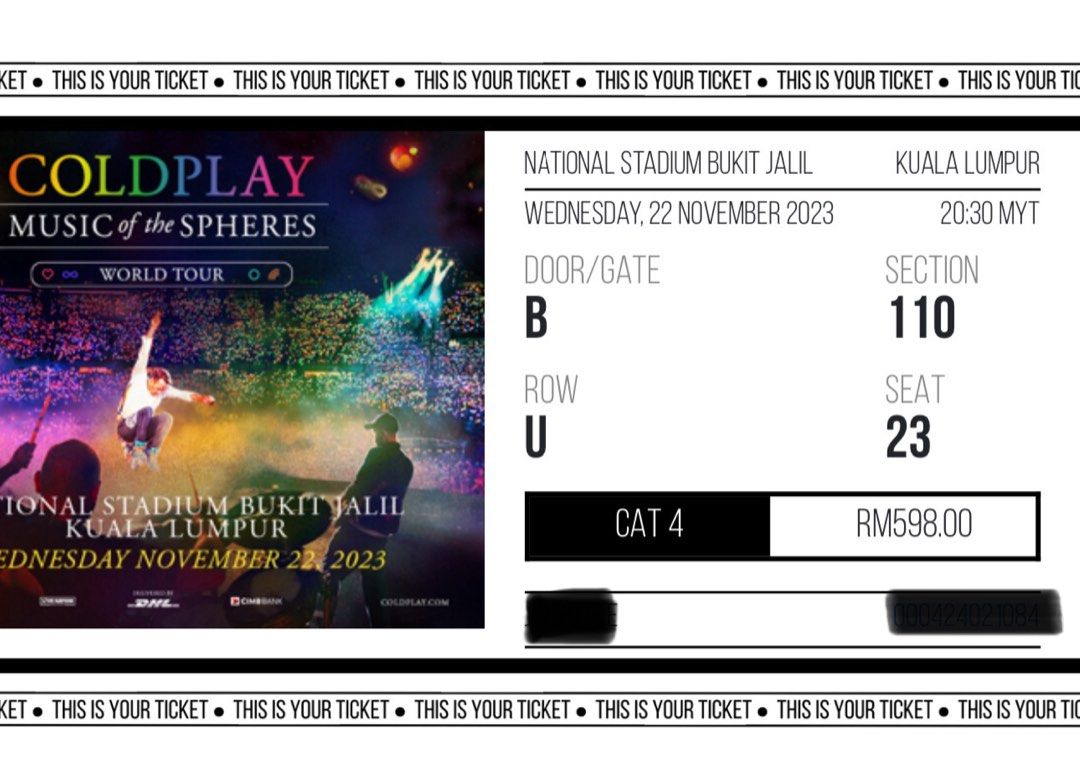 Selling 1 x Coldplay Music of the Spheres KL CAT4 ticket, Tickets ...