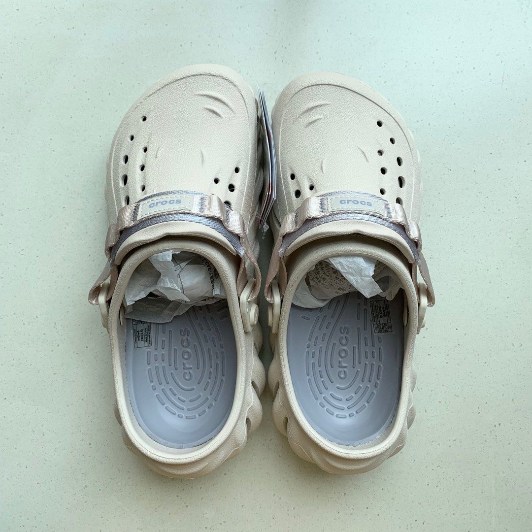 Crocs Echo Clog in Stucco, Women's Fashion, Footwear, Flipflops and Slides on Carousell