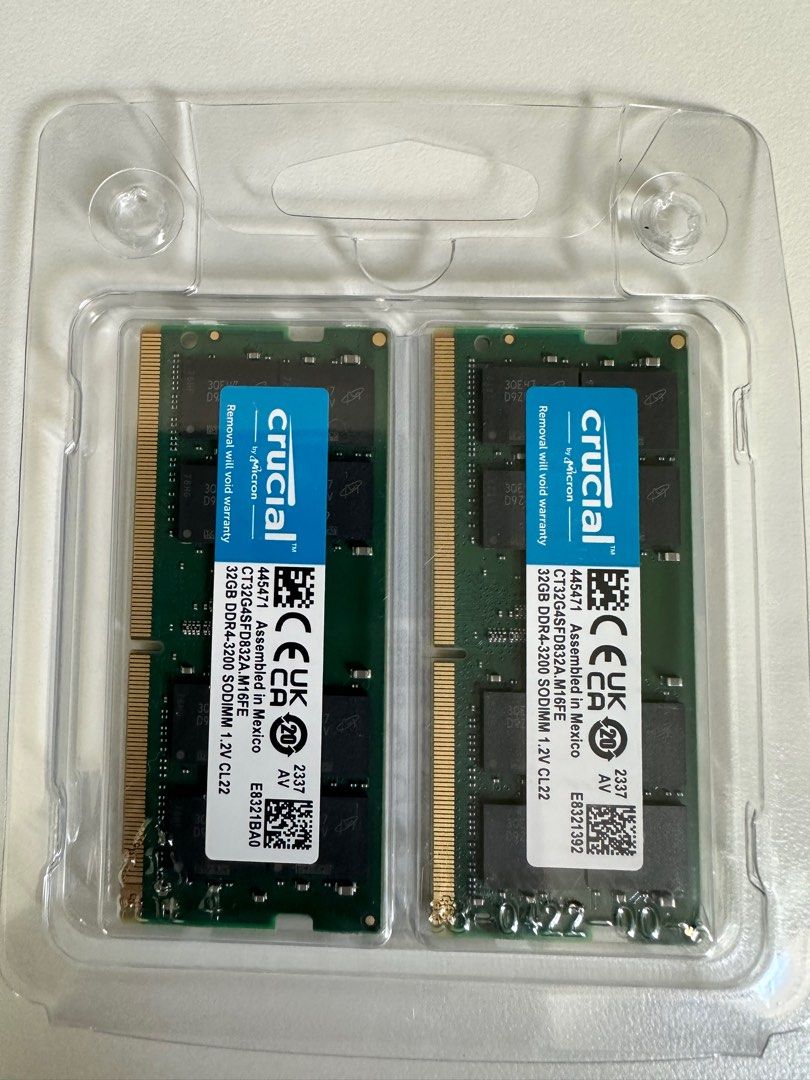 Crucial DDR4-3200 SODIMM RAM 64GB (2 x 32GB), Computers & Tech, Parts & Accessories, Computer ...