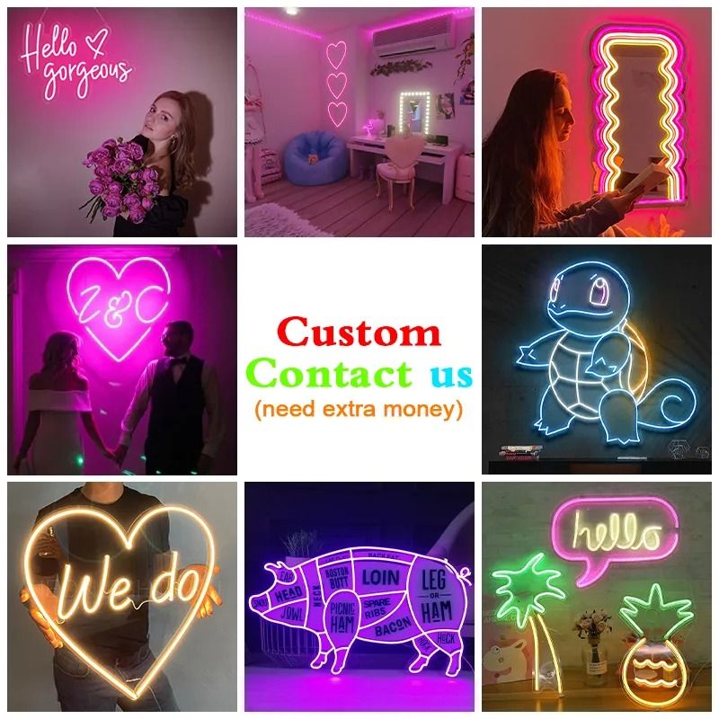 Custom Neon Signs Led Light Sign DIY Letters Extra Large Led Neon Wall ...