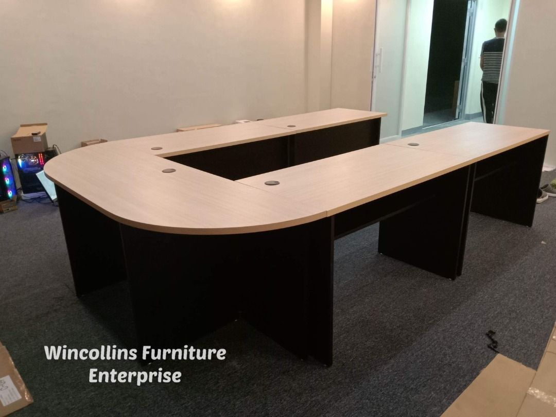 Customized U-shape Conference Table made in MDF laminated and legs ...