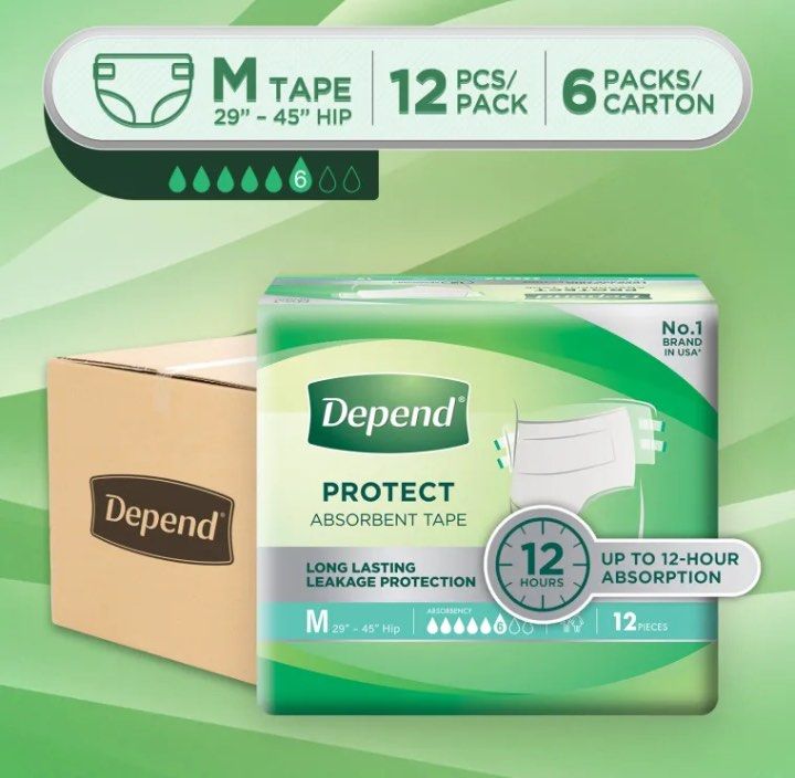 Depend Protect Tape Diapers for Adults (Carton), Babies & Kids, Bathing ...