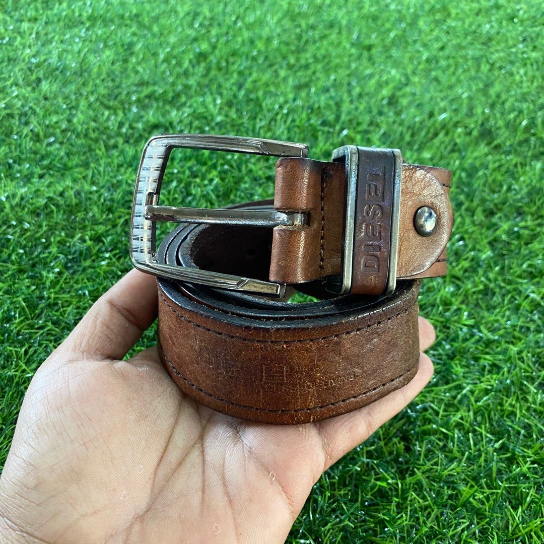 Diesel Side Logo Belt Genuine Leather Brown, Men's Fashion, Watches ...