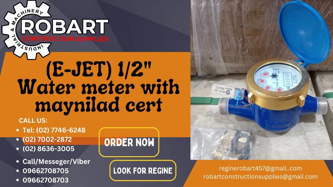(E-JET) 1/2" Water meter with maynilad cert, Commercial & Industrial ...