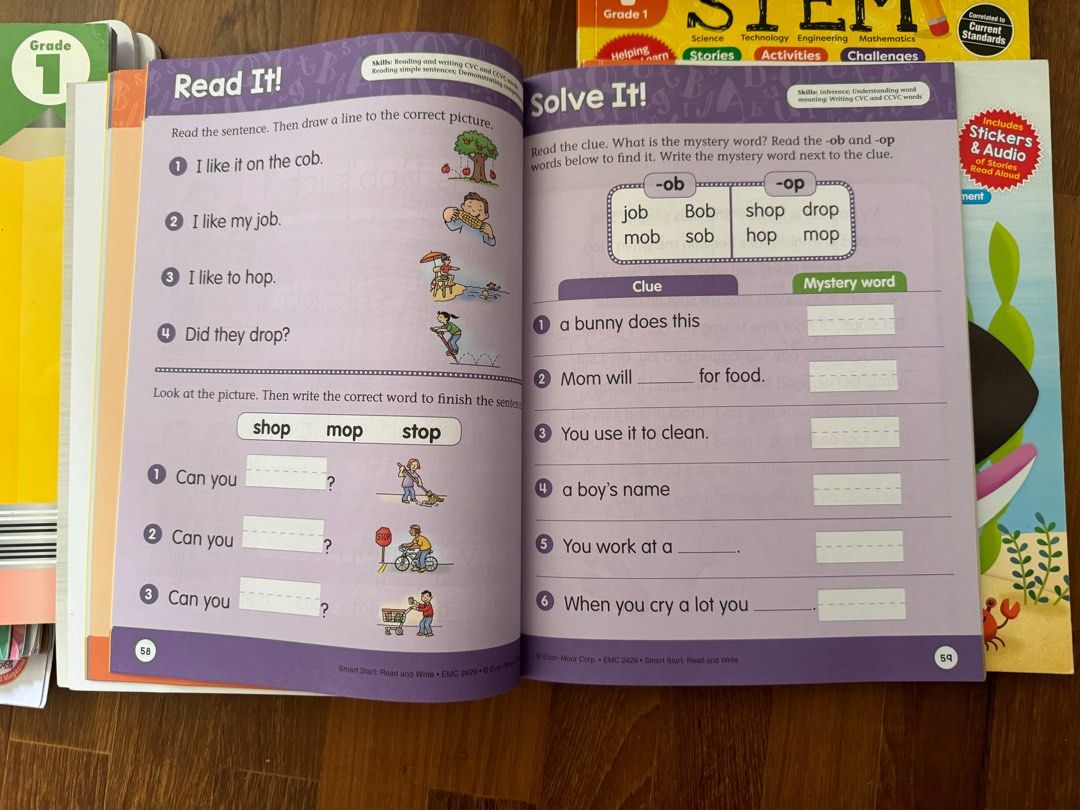 Grade 1 Evan Moor Smart Start STEM&Math&English, Hobbies & Toys, Books ...
