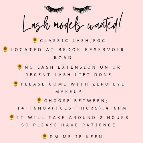 EYELASH EXTENSION MODELS WANTED!, Bulletin Board, Looking For on Carousell