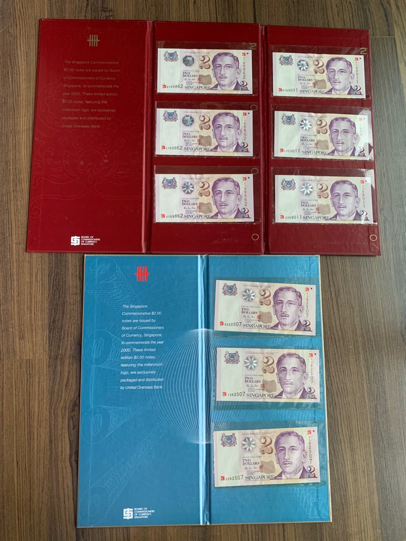F654 - Singapore 2000 $2 Millennium Dragon Commemorative Banknotes Sets ...