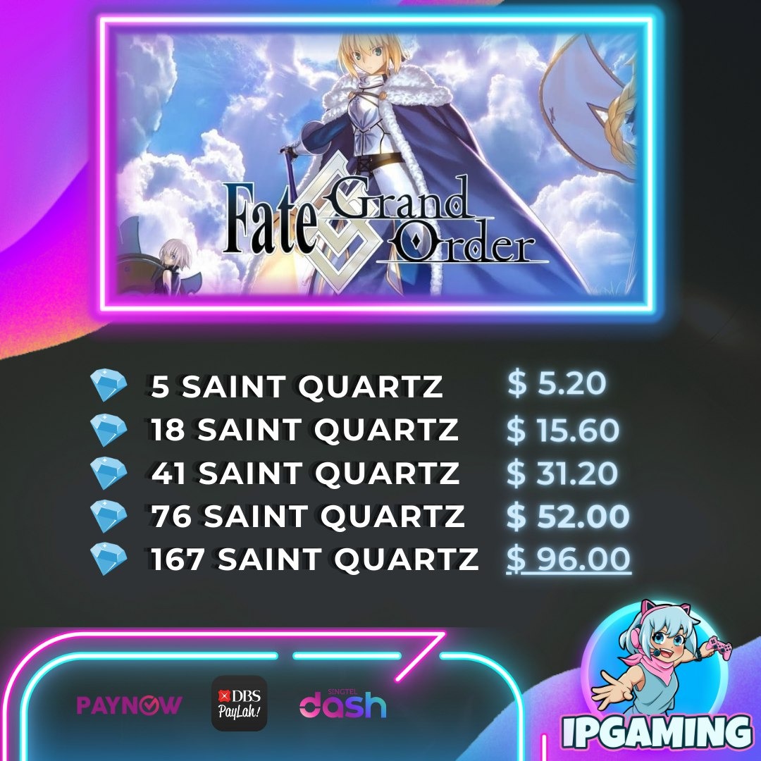 Fate Grand Order FGO Saint Quartz Top-up [CHEAPEST], Video Gaming, Gaming Accessories, Game Gift ...