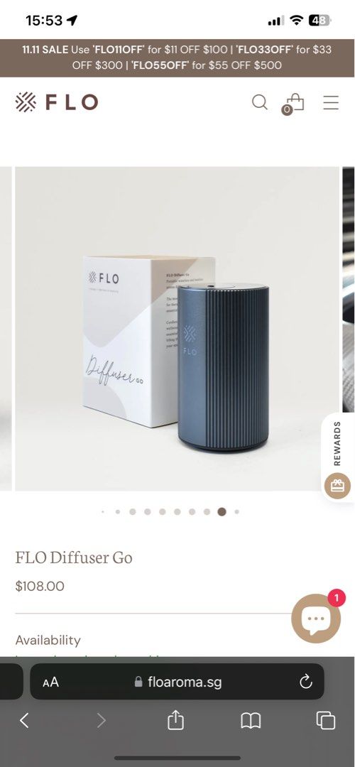 FLO waterless diffuser go portable, Furniture & Home Living, Home Fragrance on Carousell