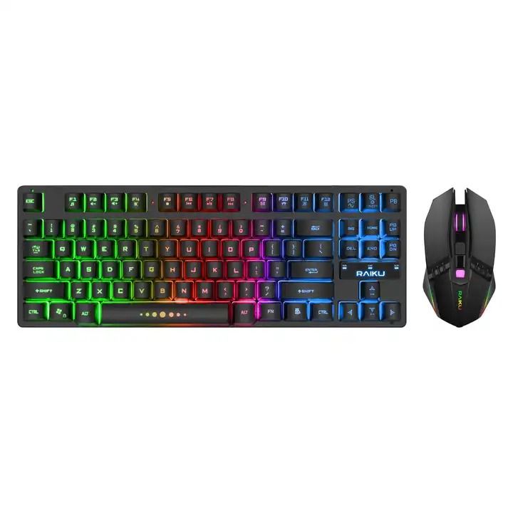 Gaming Wireless Mouse and Keyboard 87 Keys With RGB Light Combo ...