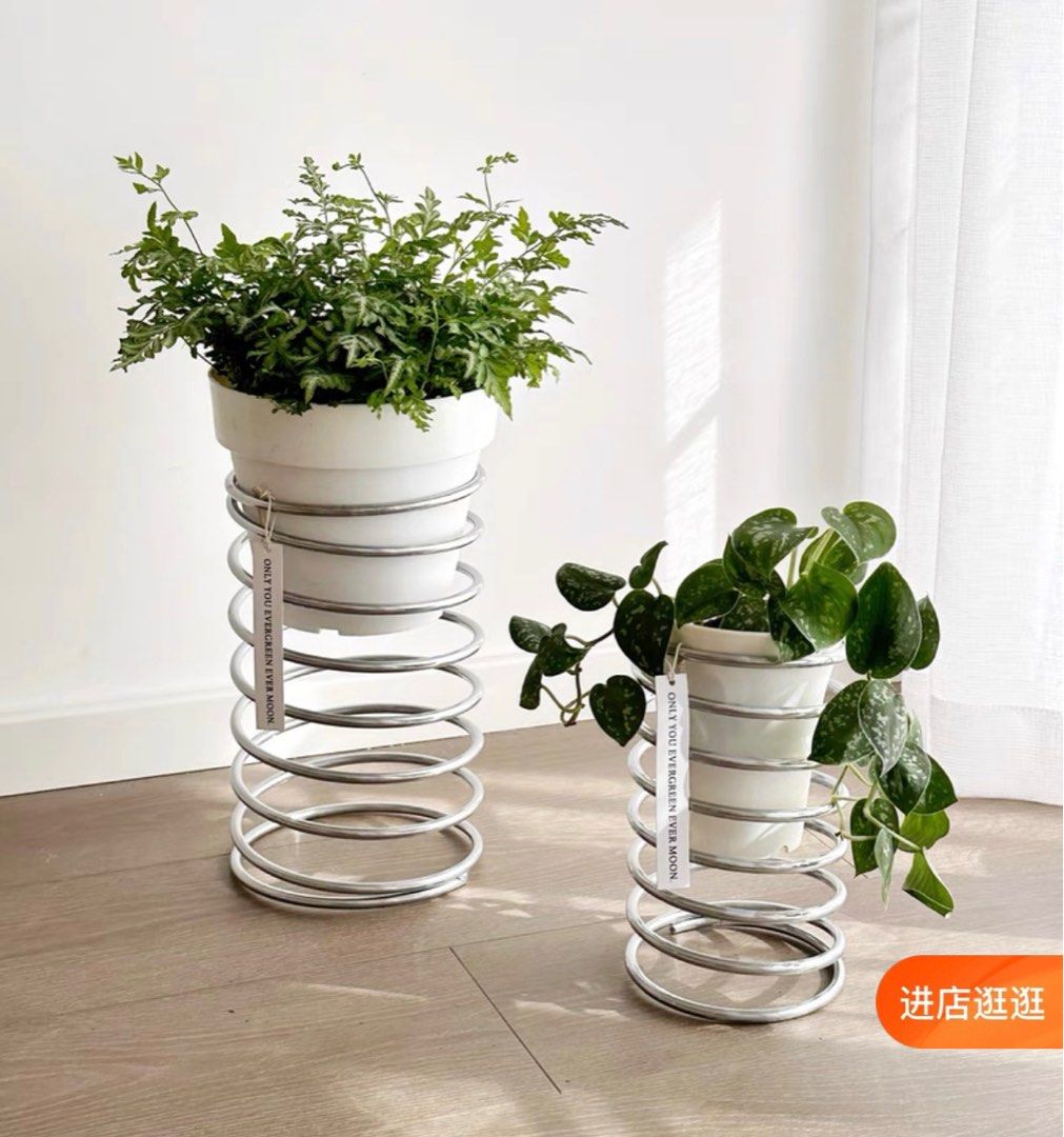 Green Plant stand and pot (white), Furniture & Home Living, Gardening ...