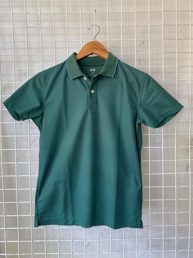 Green Uniqlo Shirt with Collat, Men's Fashion, Tops & Sets, Tshirts ...