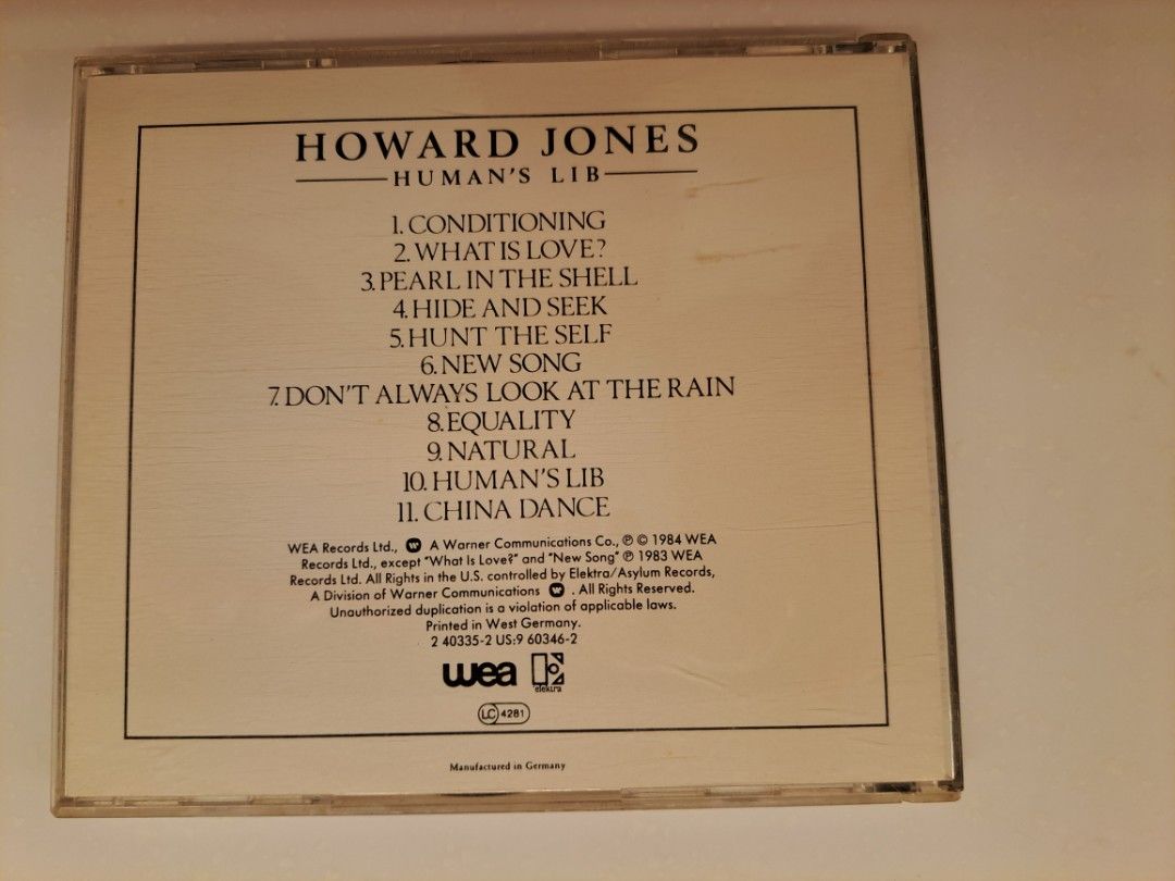 Howard Jones - Human's Lib. 1984 WEA Records . Made in West Germany. A ...