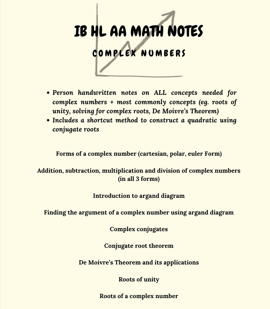 Ib Hl Aa Topical Math Notes Complex Numbers Hobbies And Toys Books And Magazines Assessment 