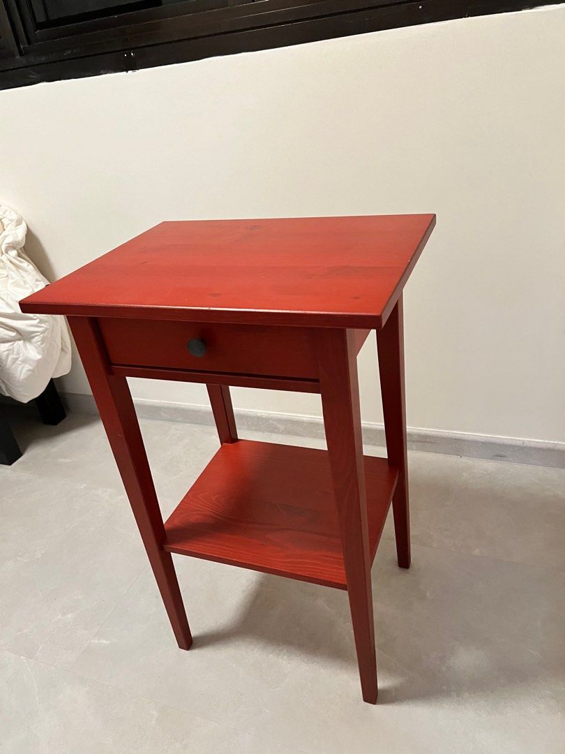 IKEA bedside table - Red, Furniture & Home Living, Furniture, Tables ...