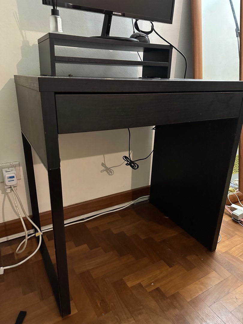 Ikea Study/ Work/ computer Desk with monitor riser, Furniture & Home ...