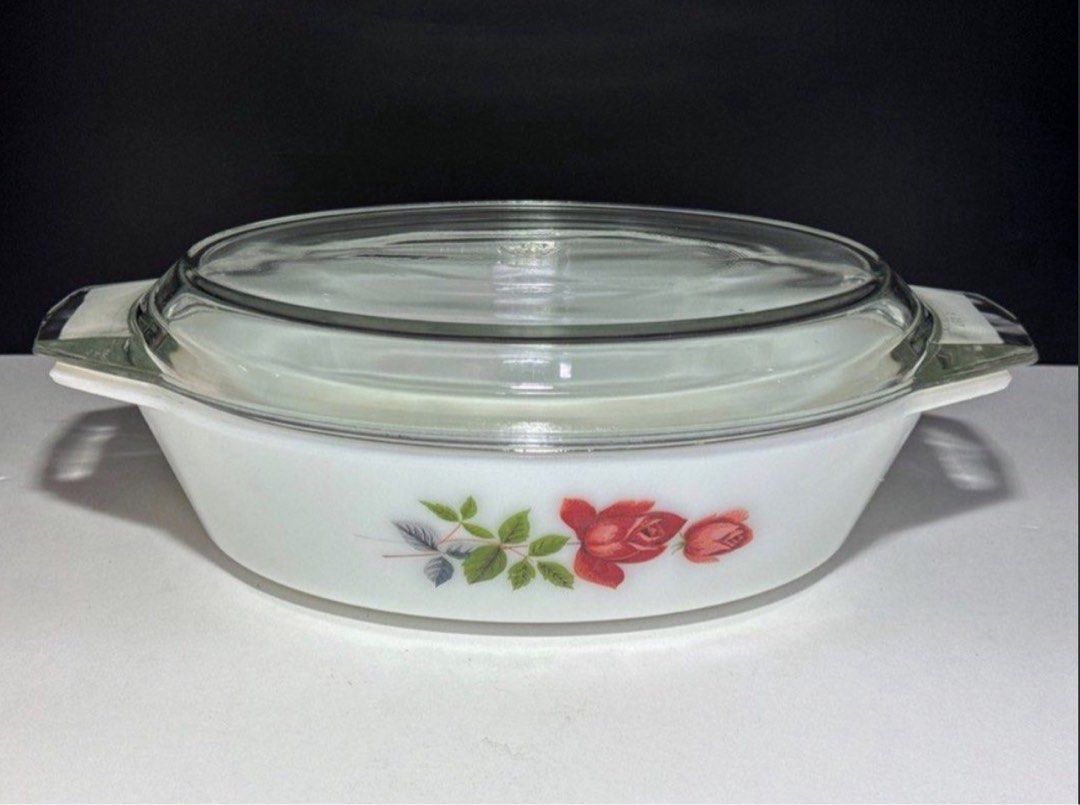 JAJ PYREX ENGLAND JUNE ROSE OVAL CASSEROLE, Furniture & Home Living ...