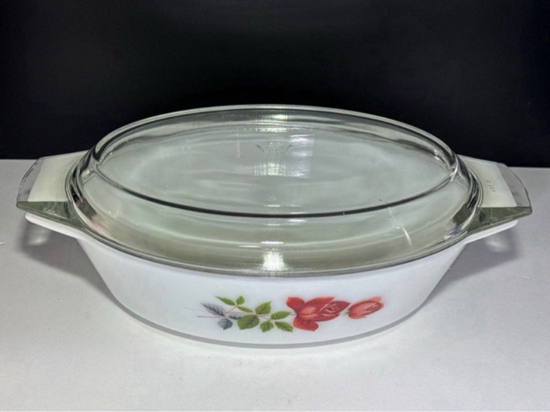 JAJ PYREX ENGLAND JUNE ROSE OVAL CASSEROLE, Furniture & Home Living ...