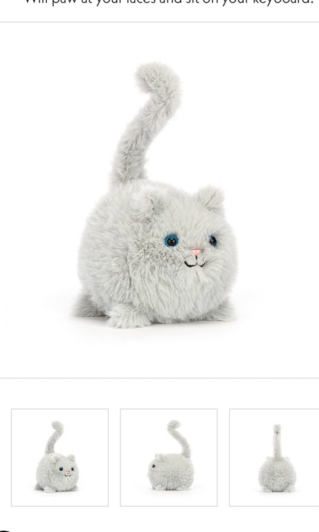 [Ready Stock] Jellycat Kitten Caboodle Grey, Hobbies & Toys, Toys ...