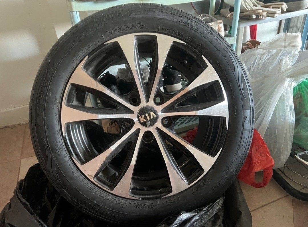 KIA 16" original tyre with rim, Car Accessories, Tyres & Rims on Carousell