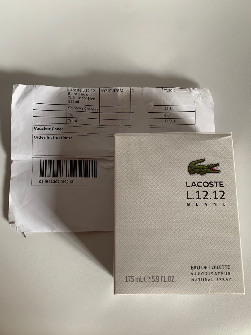 Lacoste blanc L.12.12 100% authentic with receipt, Beauty & Personal Care, Fragrance ...