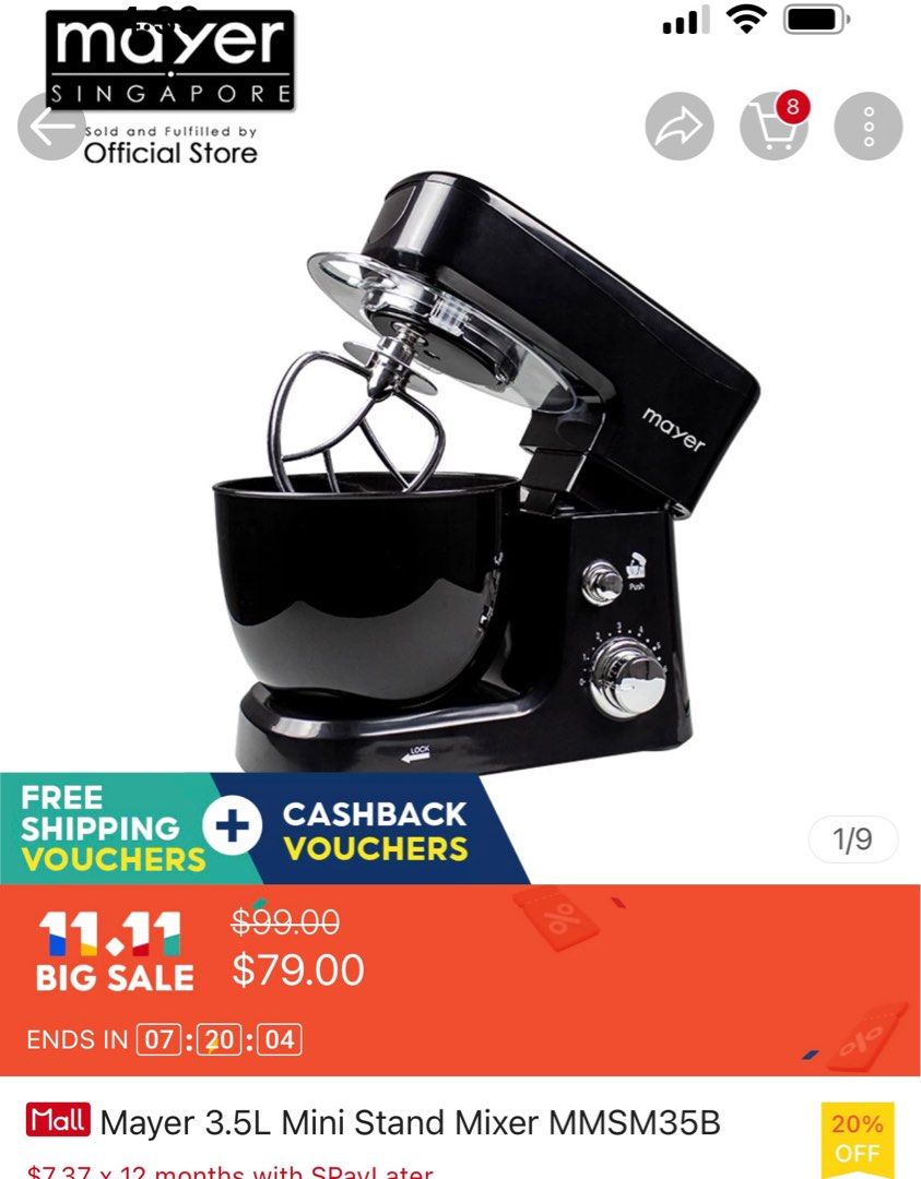 Mayer Mini Stand Mixer 3.5L (Black), TV & Home Appliances, Kitchen ...