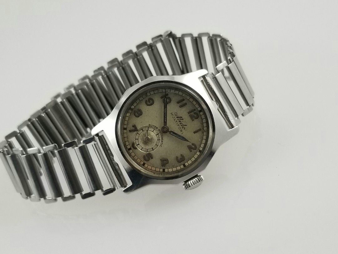40s Vintage Mido Multifort super automatic small sub second Bumper ...