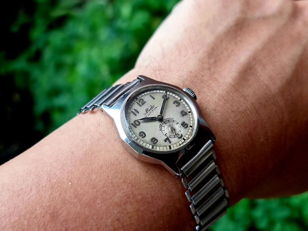 40s Vintage Mido Multifort super automatic small sub second Bumper ...