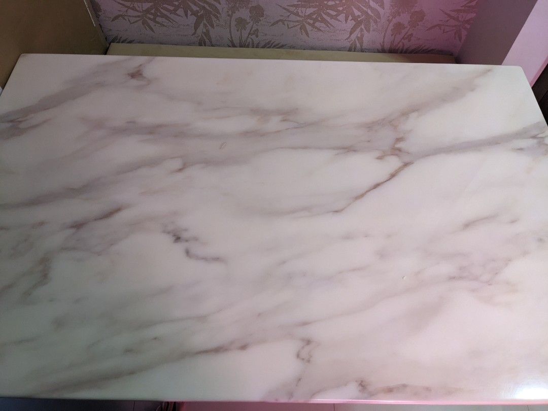 1.2m x 0.75m Milky White Marble Stone Dining Table, Furniture & Home ...
