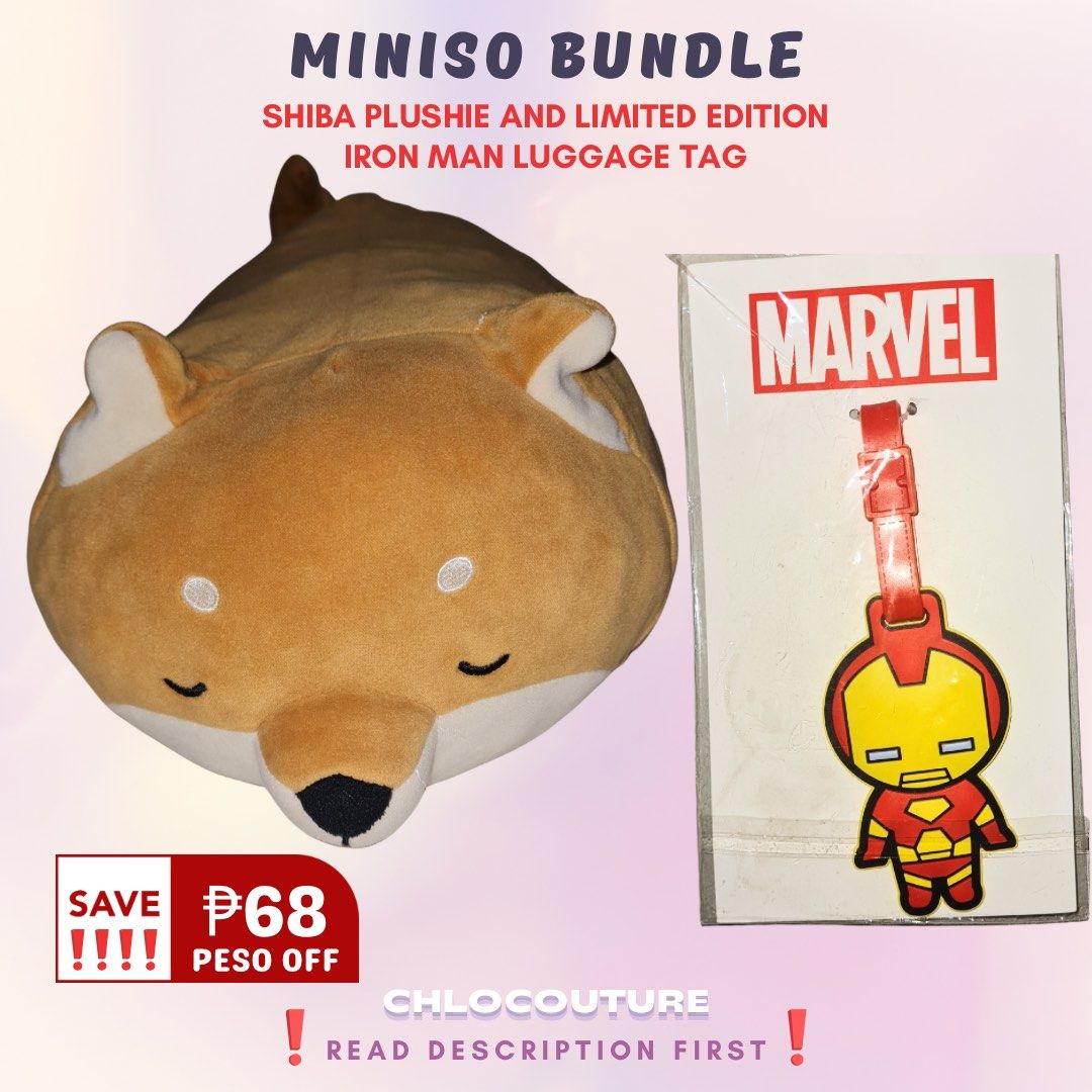MINISO BUNDLE : SHIBA PLUSH AND LIMITED EDITION IRON MAN, Hobbies ...