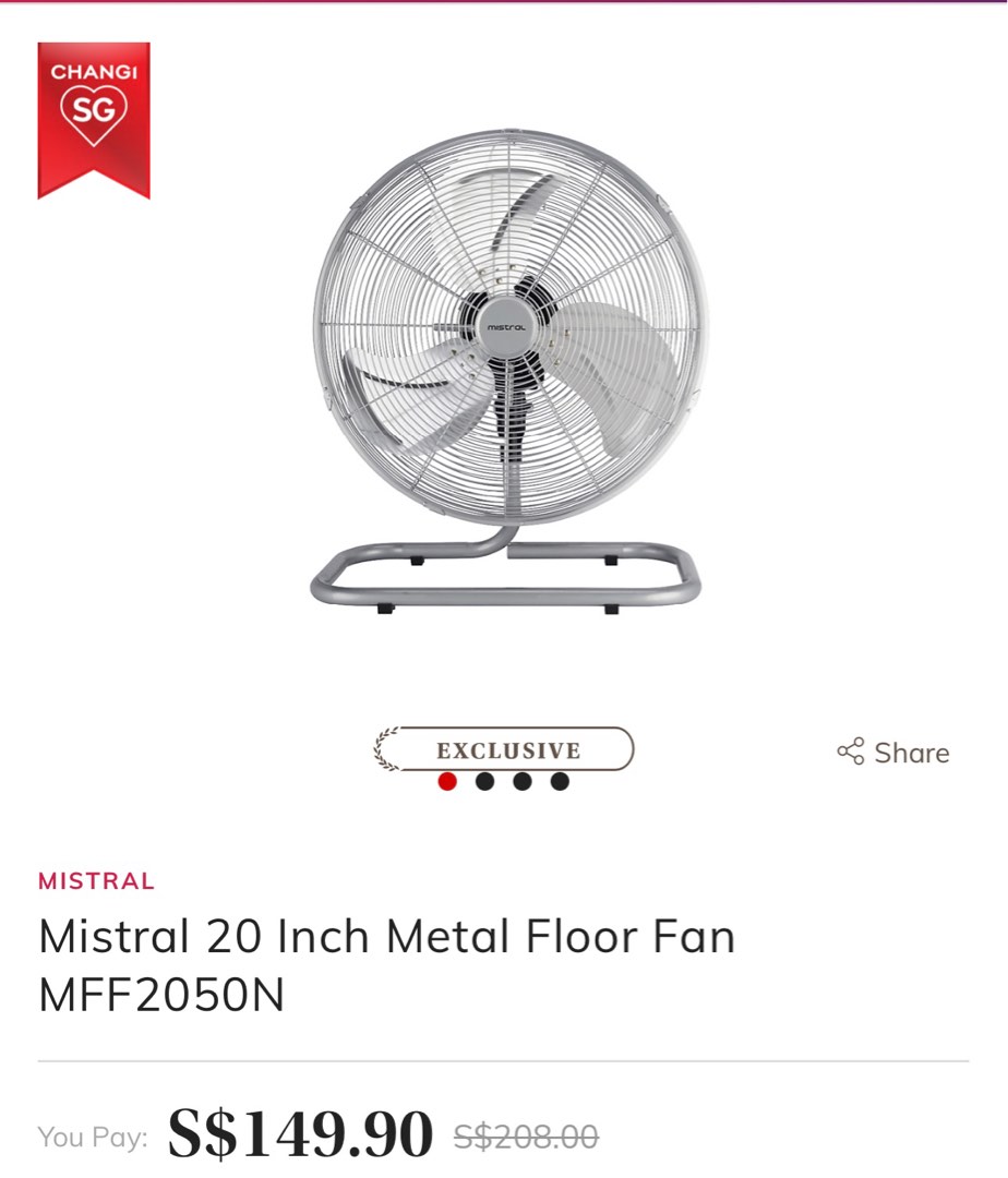 Mistral 20inch metal floor fan, Furniture & Home Living, Lighting ...