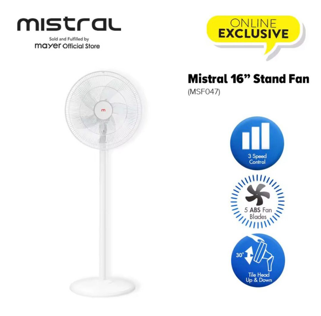 Mistral Stand Fan 16" (Convertible Height), Furniture & Home Living ...