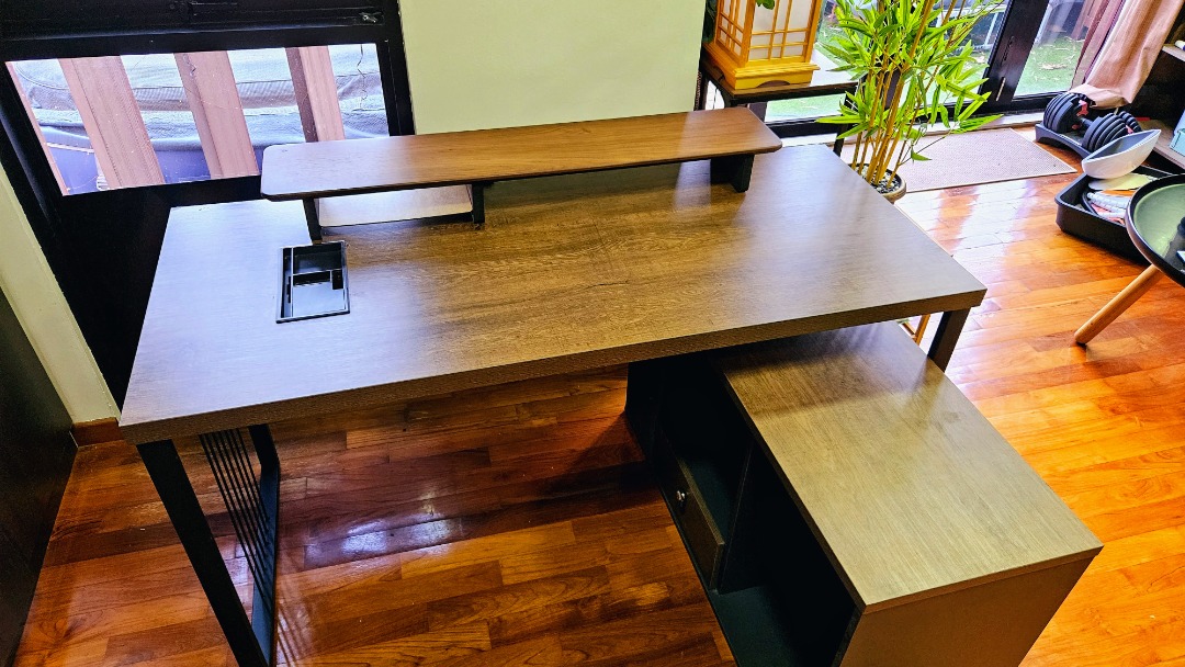 Modern executive desk + side cabinet + monitor stand + free smart power ...