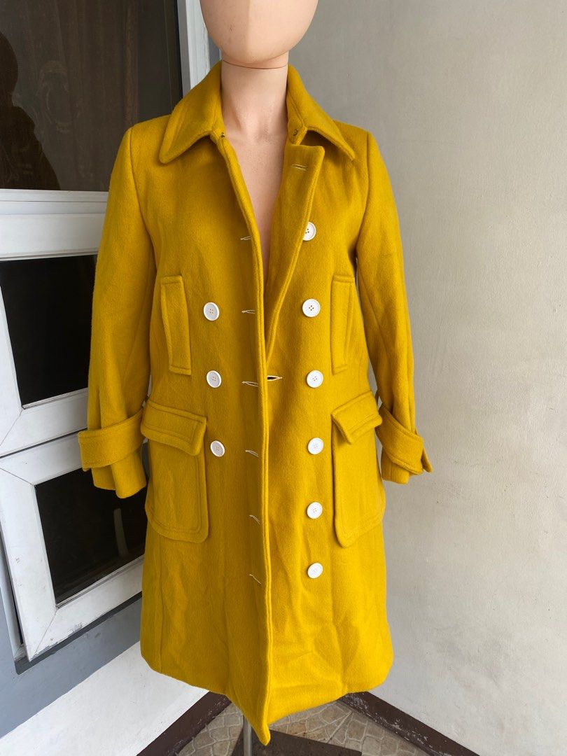 Mustard coat, Women's Fashion, Coats, Jackets and Outerwear on Carousell