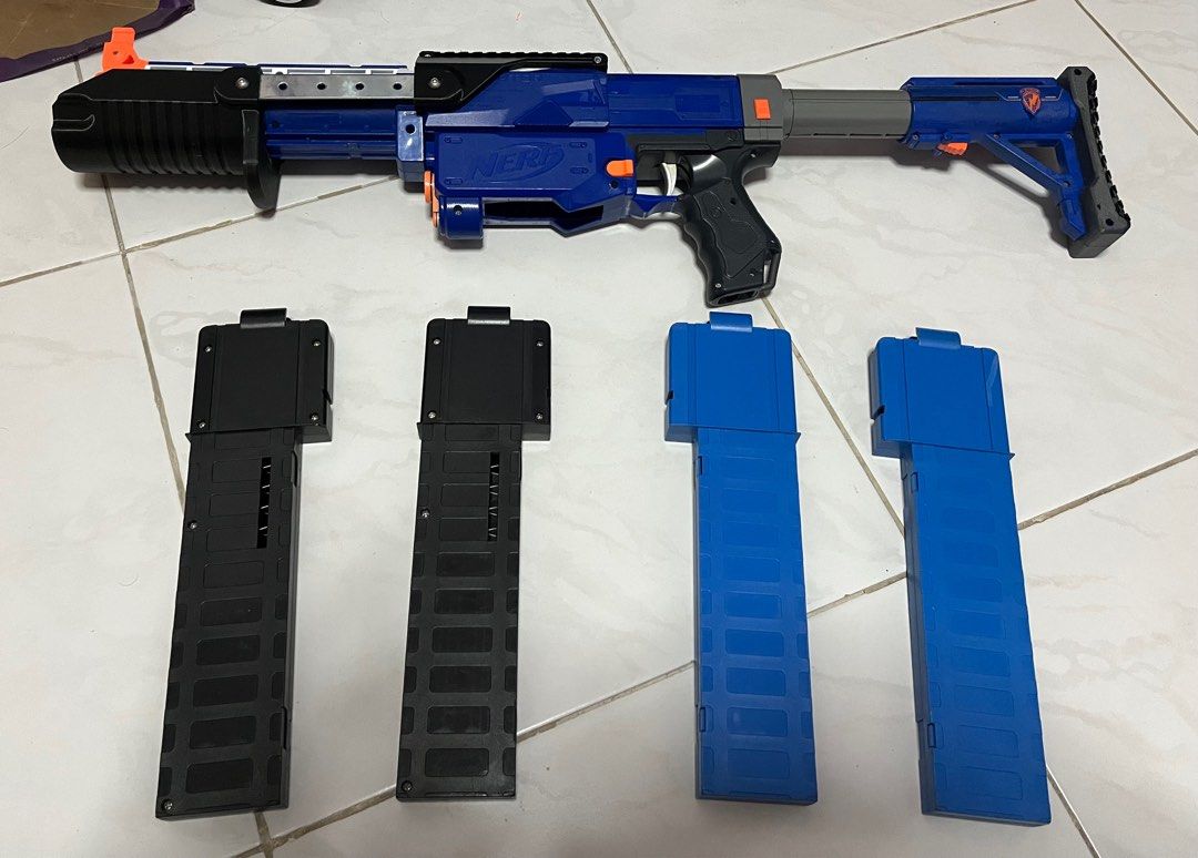 NERF RETALIATOR MODDED BLASTER WITH FREE 4 ARTIFACT MAGS, Hobbies ...