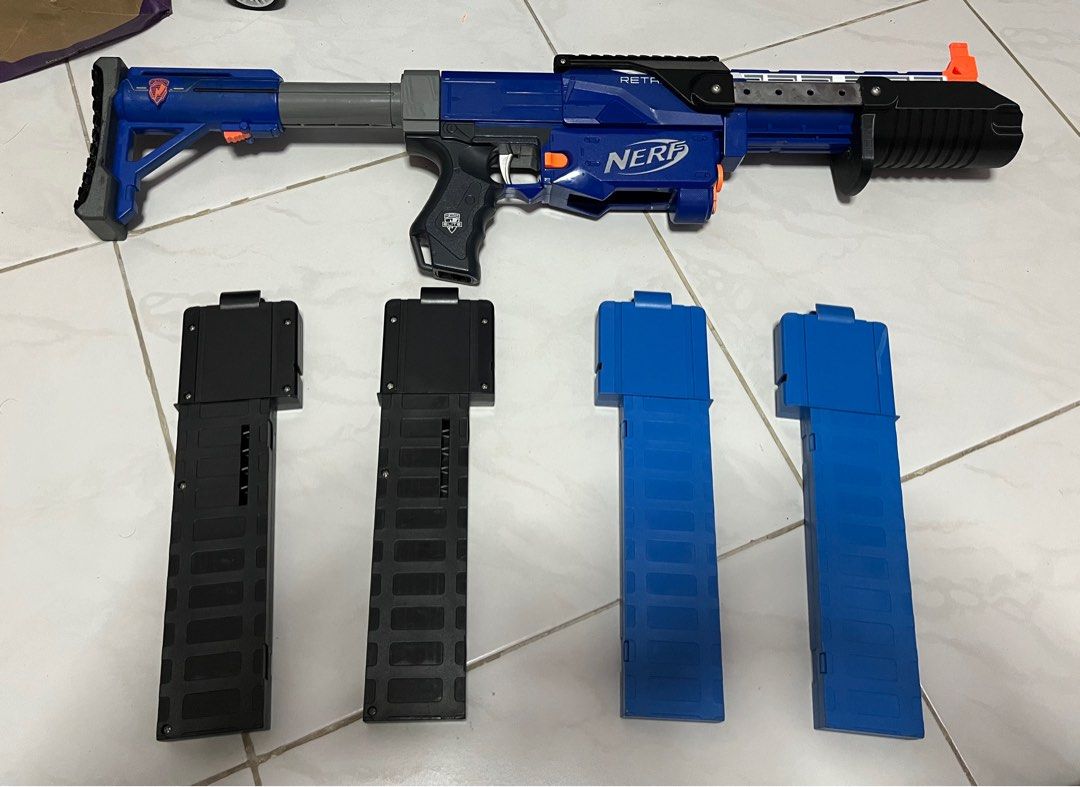 NERF RETALIATOR MODDED BLASTER WITH FREE 4 ARTIFACT MAGS, Hobbies ...
